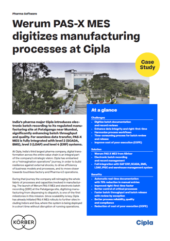 Körber Pharma | Software | Case Study Cipla